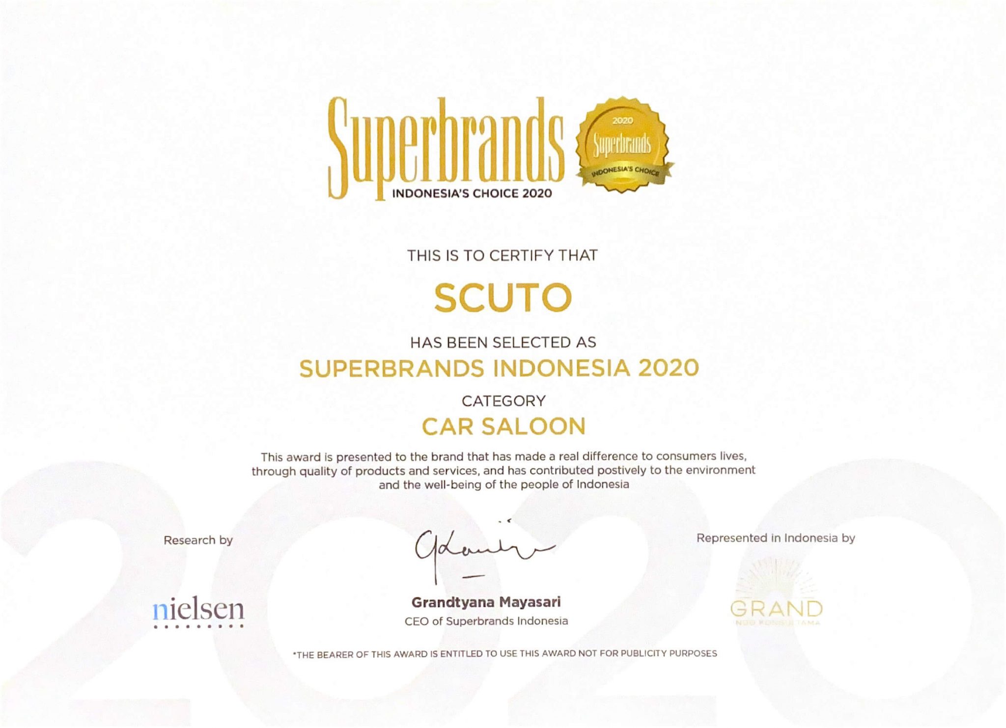 Sertifikat Superbrands 2020 - SCUTO GADING SERPONG TANGERANG